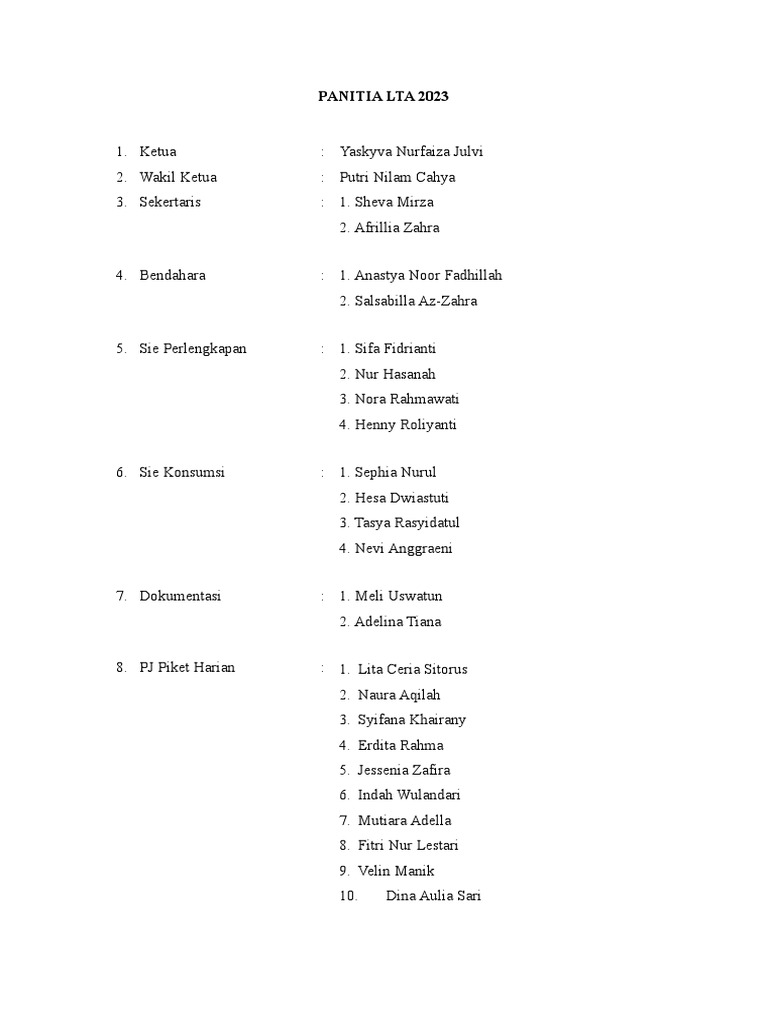 Panitia Lta 2023-1 | PDF