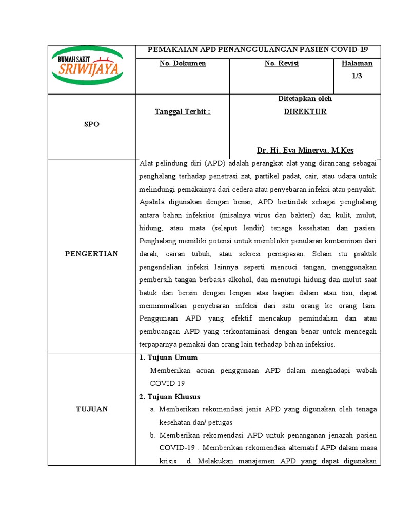 Spo Pemakaian Apd Covid | PDF