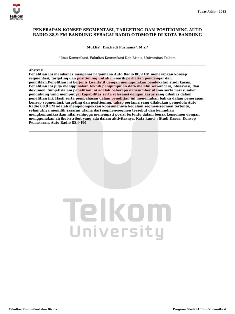 penerapan konsep STP pada auto radio | PDF