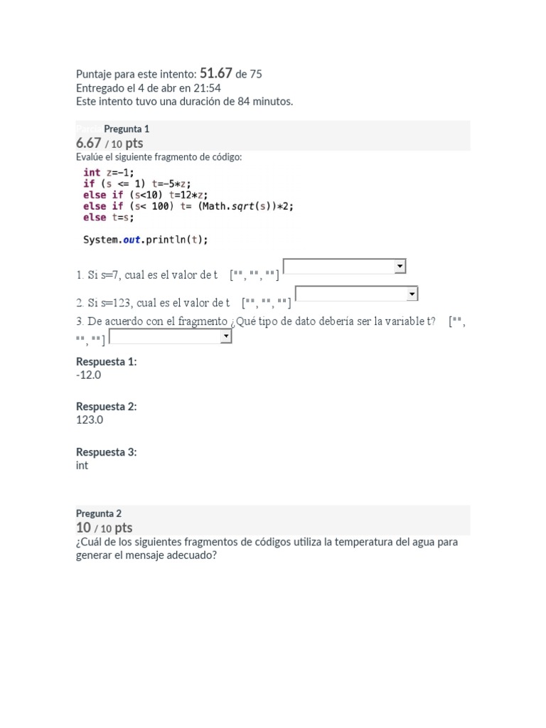 Parcial 1 Intento 1 | PDF | Programa de computadora | Programación