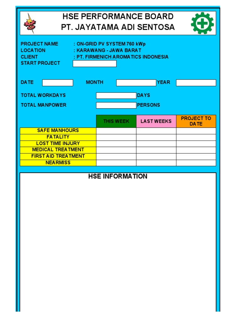 HSE Performance Board for Jayatama Adi Sentosa | PDF