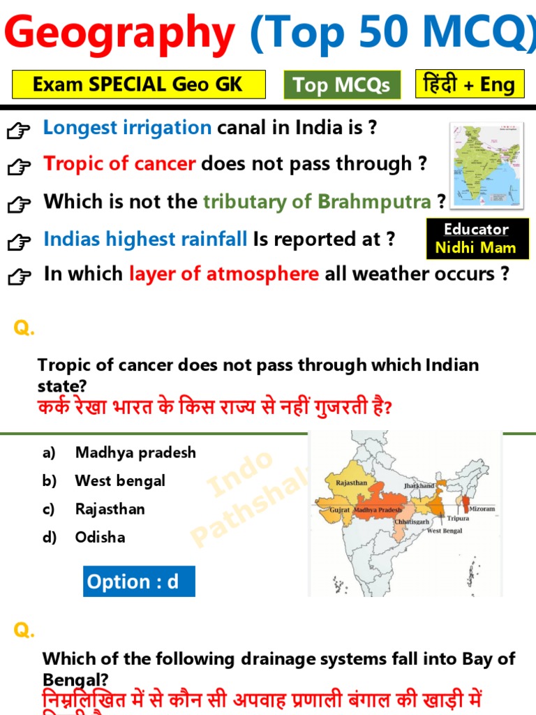 Canal in India Is ? Exam Special Geo GK Eng: Longest Irrigation | PDF | Agriculture | Nature