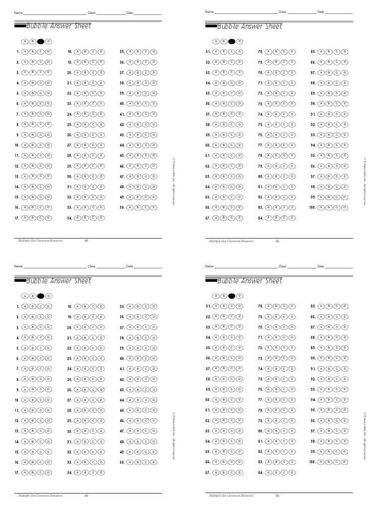 Bubble Answer Sheet Bubble Answer Sheet | PDF