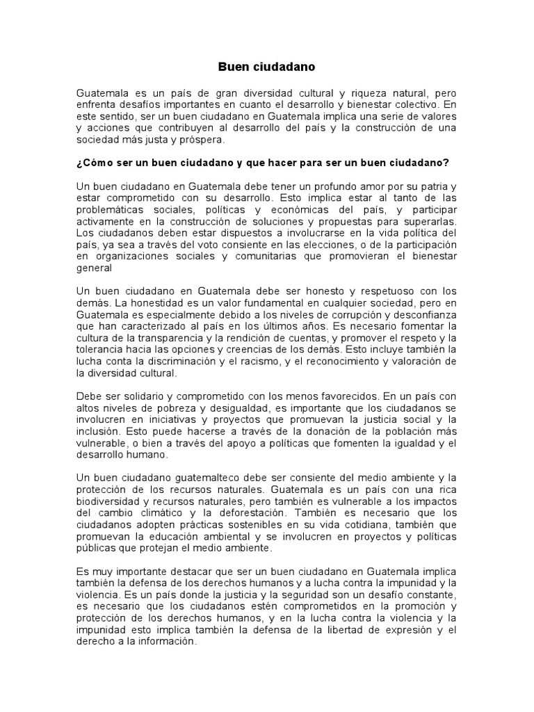 Ser un Buen Ciudadano en Guatemala | PDF | Guatemala | Derechos humanos