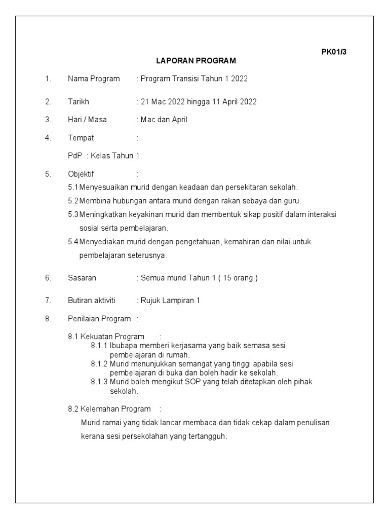 PK01/3 Laporan Program | PDF | Karier & Perkembangan