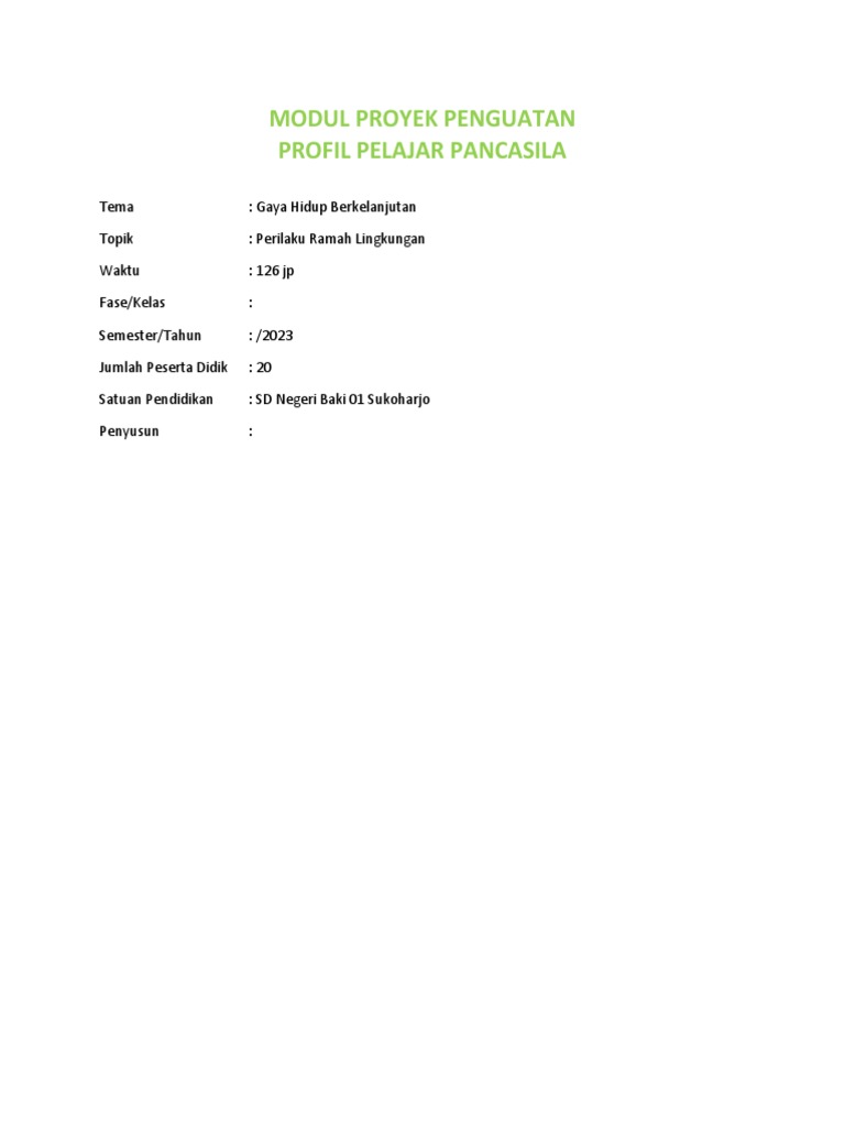 Contoh Modul Proyek P4 | PDF