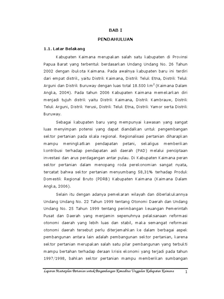 KAK mASTERPLAN pERTANIAN | PDF