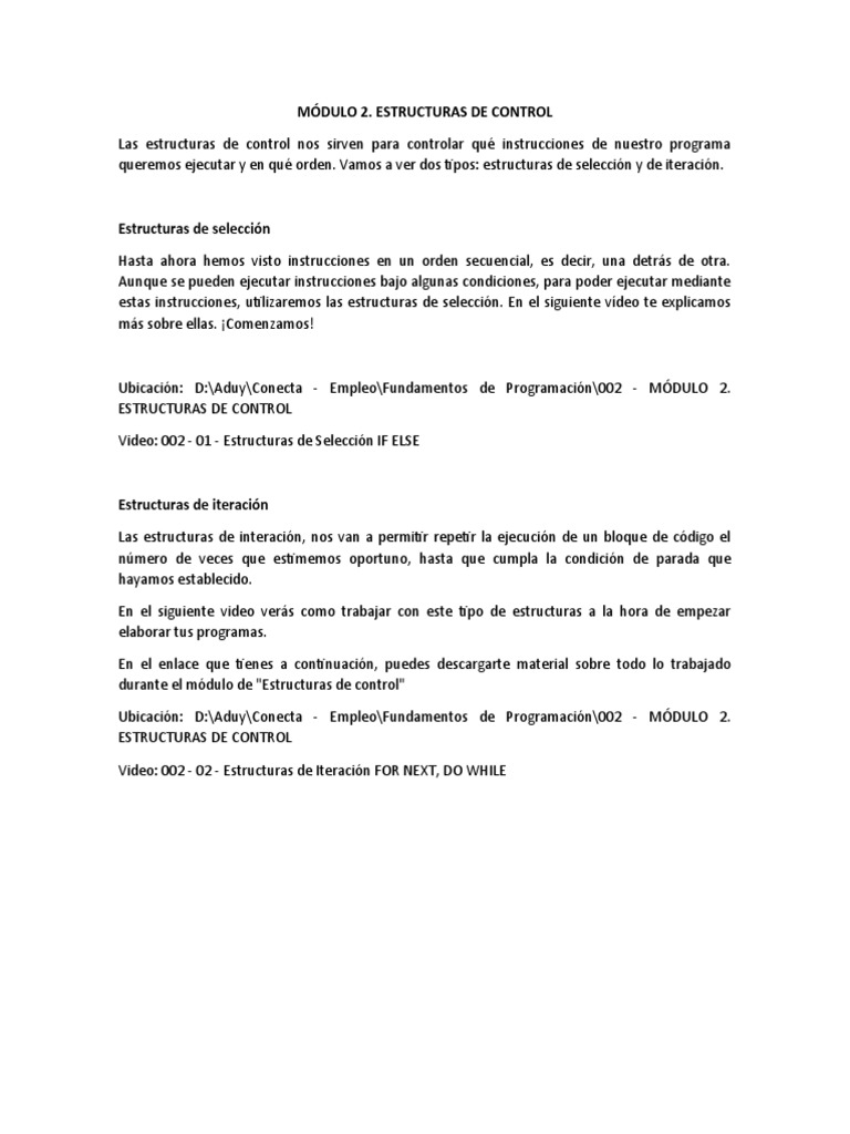 002 - 00 - Estructuras de Control | PDF