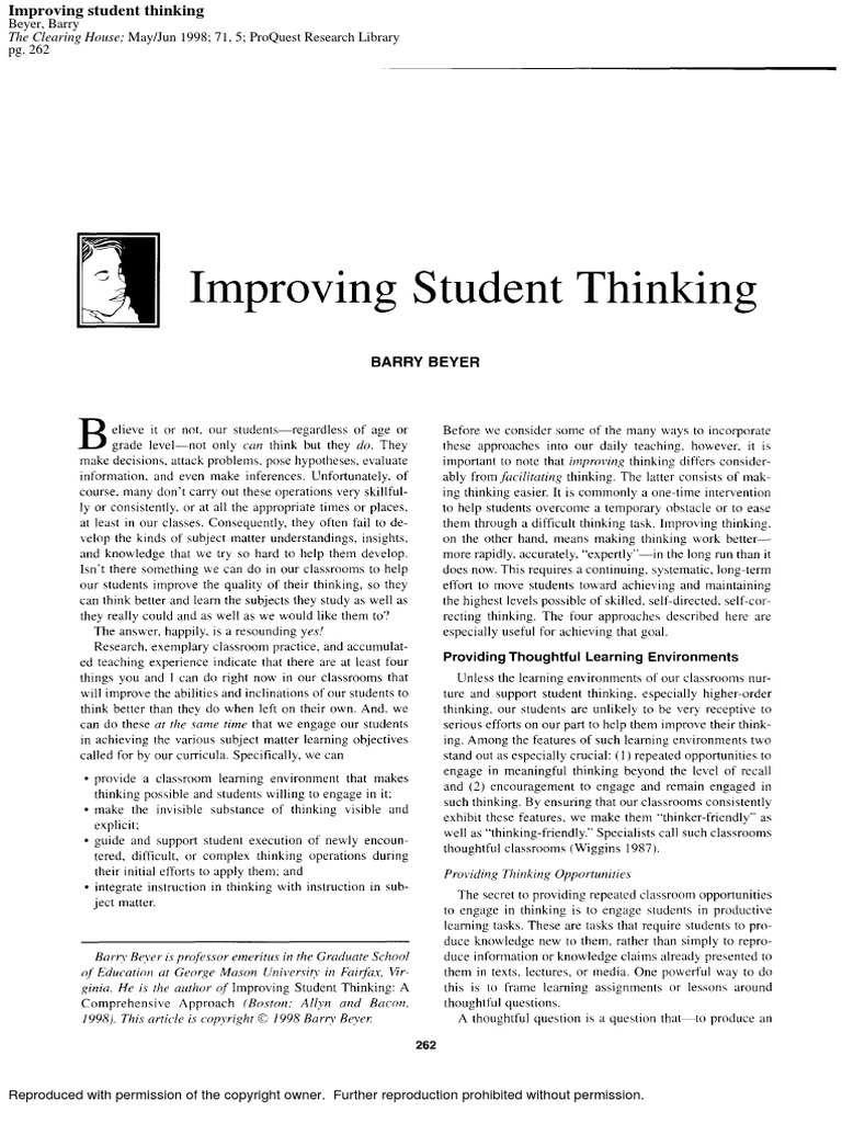 4 Beyer - Improving Student Thinking | PDF
