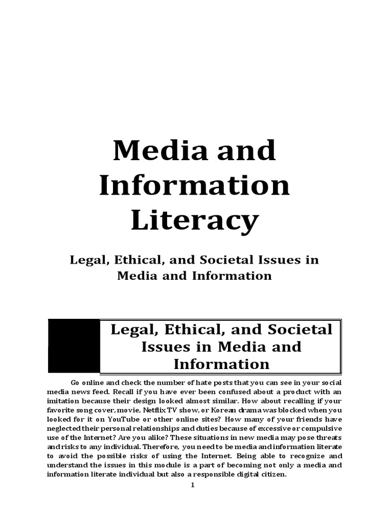 MIL Legal and Ethical Issues of Media and Information | PDF | Copyright ...
