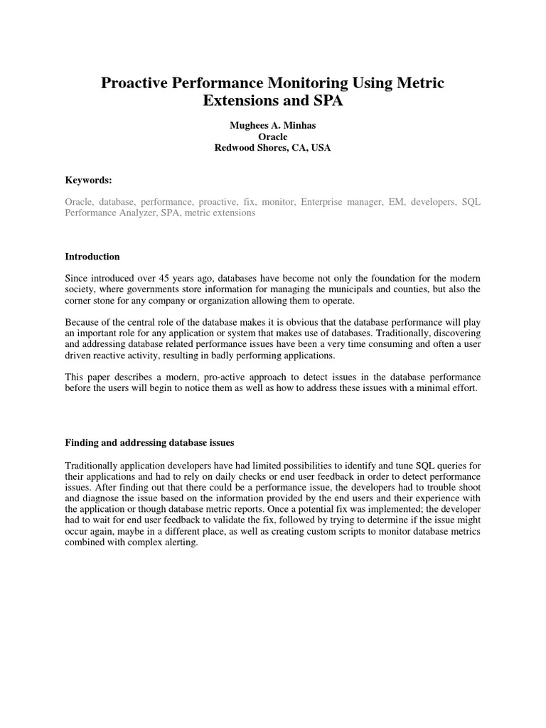 Proactive Database Performance Monitoring | PDF | Databases | Sql