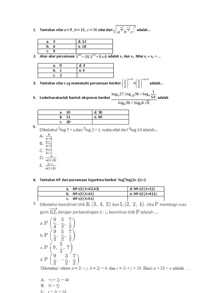 Soal Matematika: Akar, Logaritma, dan Probabilitas | PDF