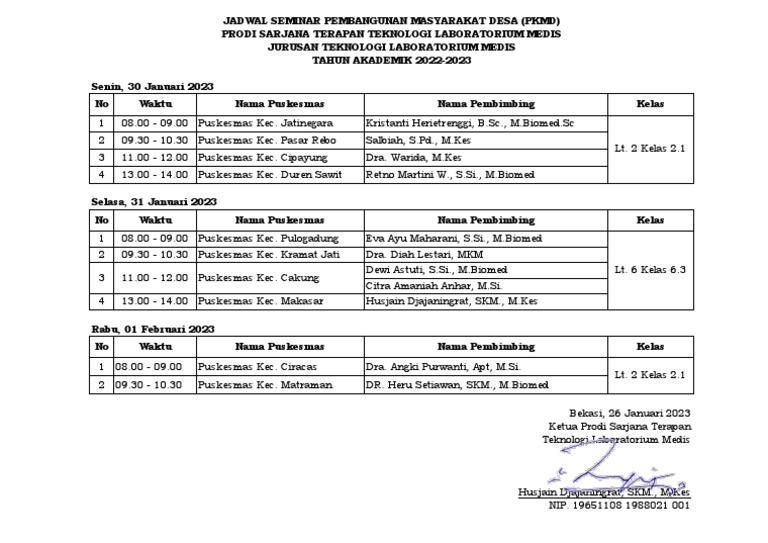 Jadwal Seminar PKMD 2023 Puskesmas | PDF | Sains & Matematika