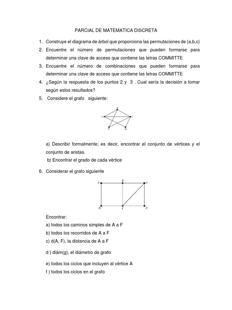 Parcial 2 de Matematica Discreta | PDF | Informática