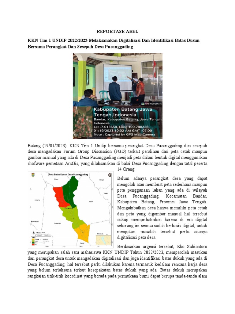 Reportase Abel KKN Tim 1 UNDIP 2022/2023 Melaksanakan Digitalisasi Dan Identifikasi Batas Dusun ...