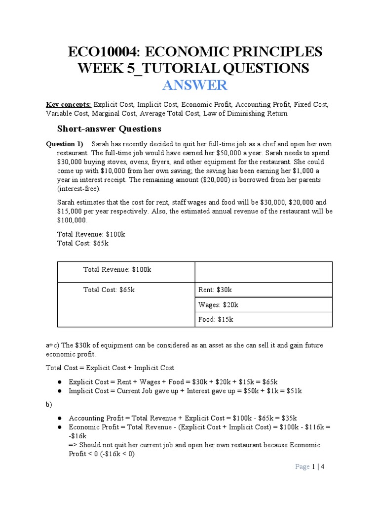 ECO10004 - Week 5 | PDF | Marginal Cost | Economies