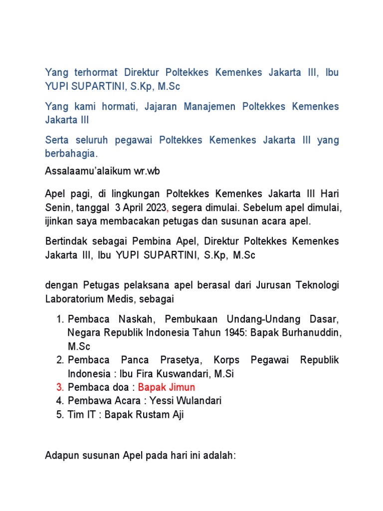 Teks MC Apel 1 | PDF