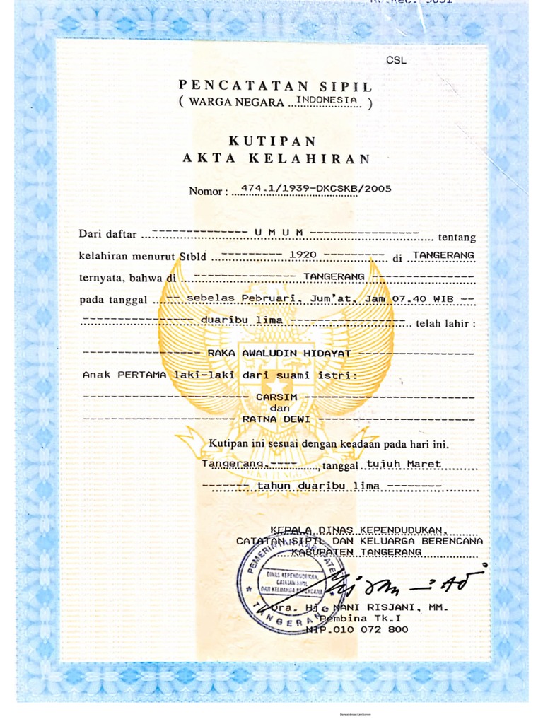 Akte Kelahiran | PDF