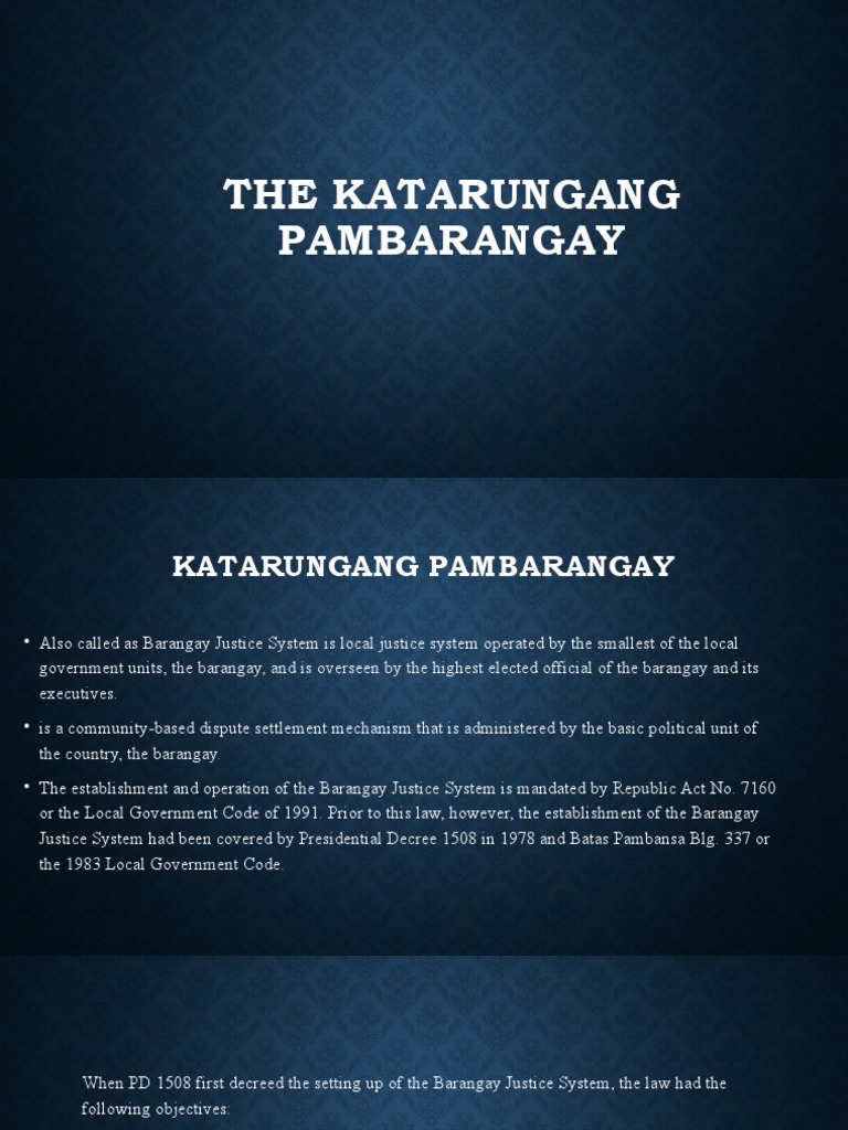 The Katarungang Pambarangay | PDF | Mediation | Arbitration