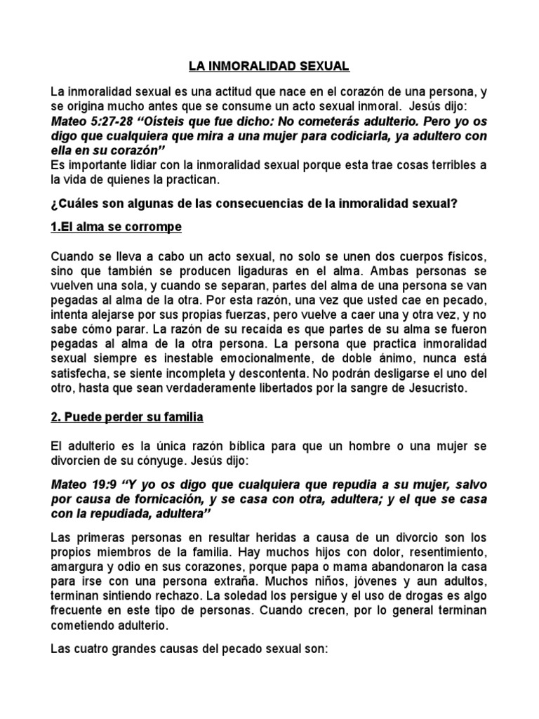 La Inmoralidad Sexual | PDF | Lujuria | Adulterio