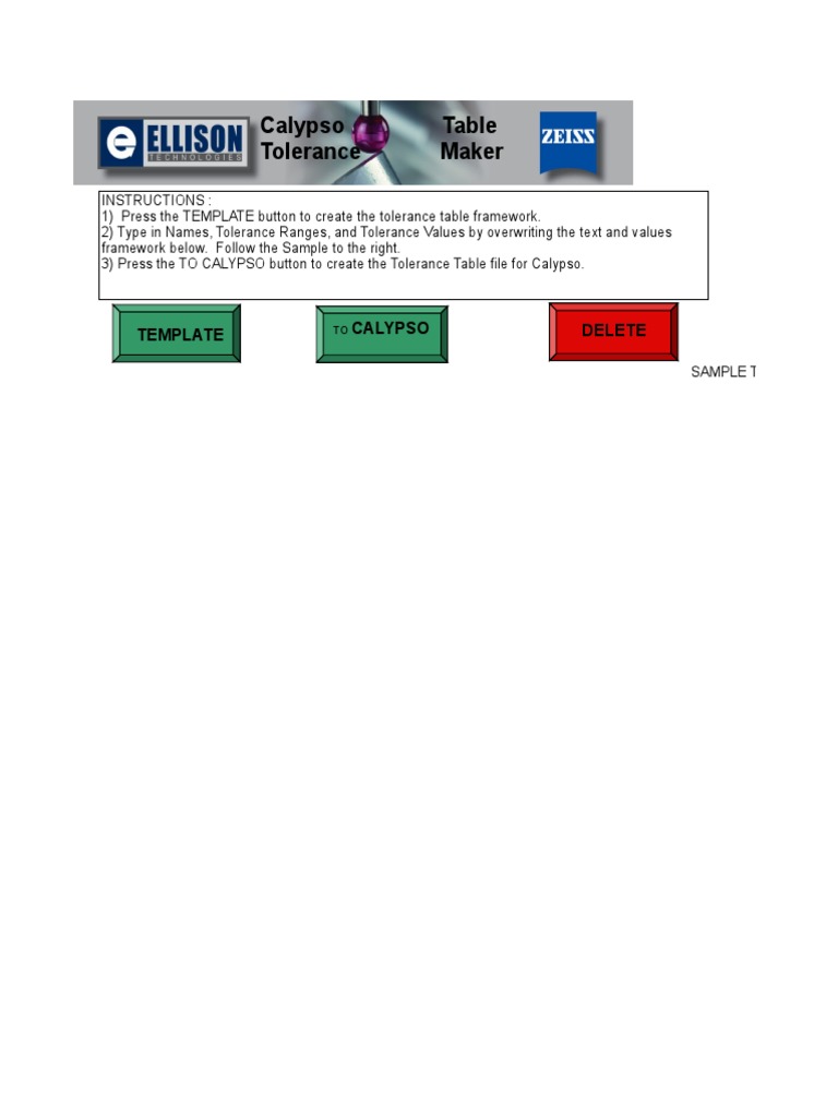 Calypso Table Tolerance Maker | PDF | Computer Programming | Computing