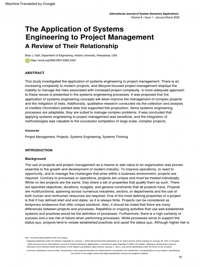 The Application of Systems Engineering To Project Management | PDF | Project Management ...