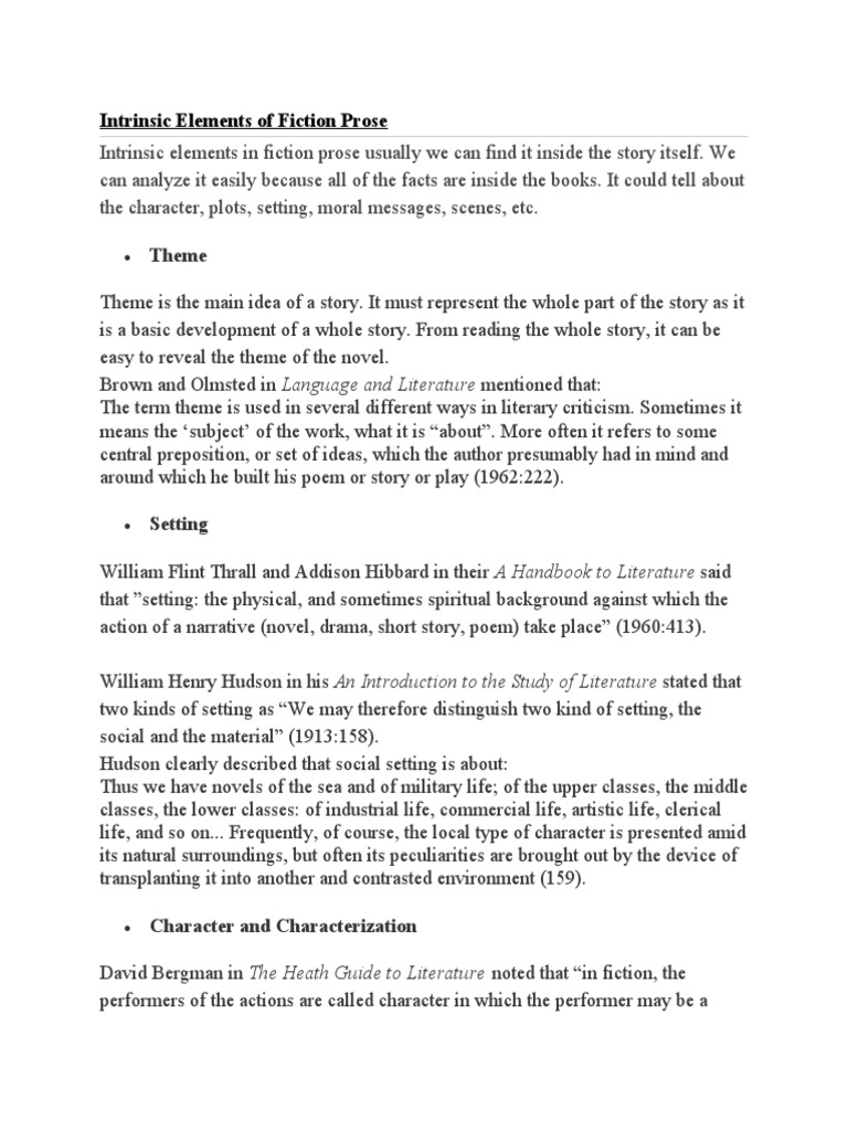 Intrinsic Elements of Fiction Prose: Theme | PDF | Plot (Narrative) | Novels