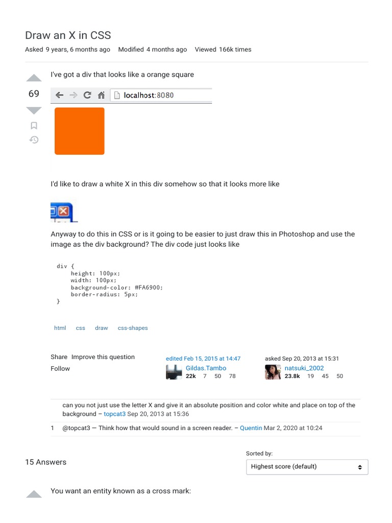 HTML - Draw An X in CSS - Stack Overflow | PDF | Computing | Written Communication