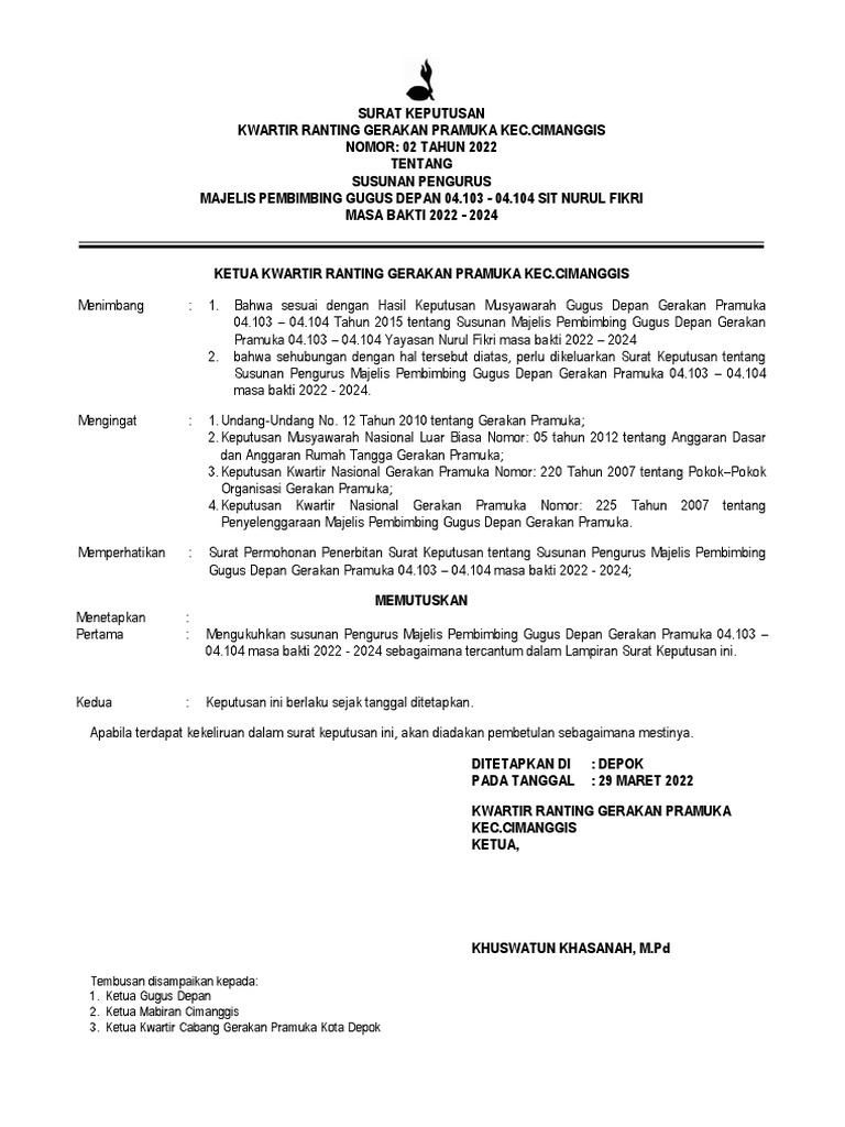 SK Gudep NF 2022-2024 | PDF