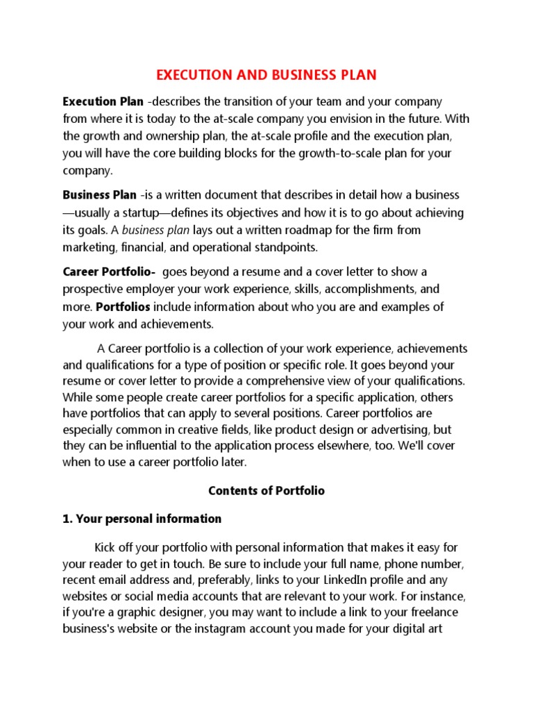 Execution and Business Plan | PDF | Résumé | Business Process