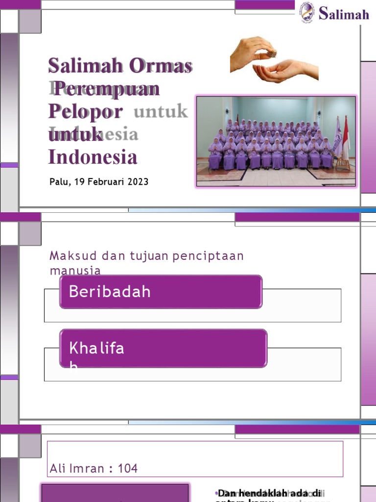 Salimah Ormas Perempuan Pelopor Untuk Indonesia: Palu, 19 Februari 2023 | PDF