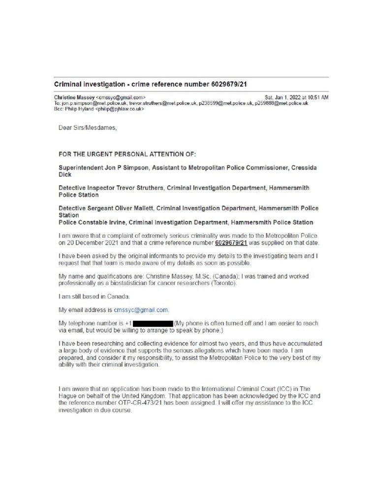 4 Email To Metro Police Re Criminal Investigation - Crime Reference ...