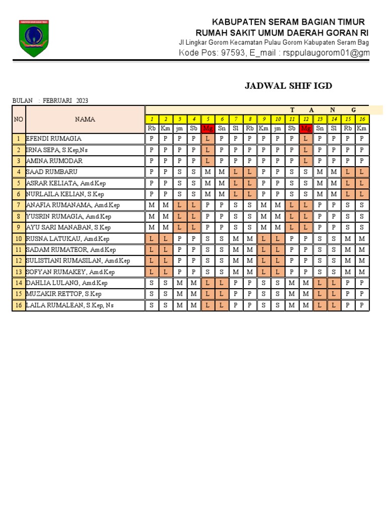 Jadwal Dinas Driver | PDF