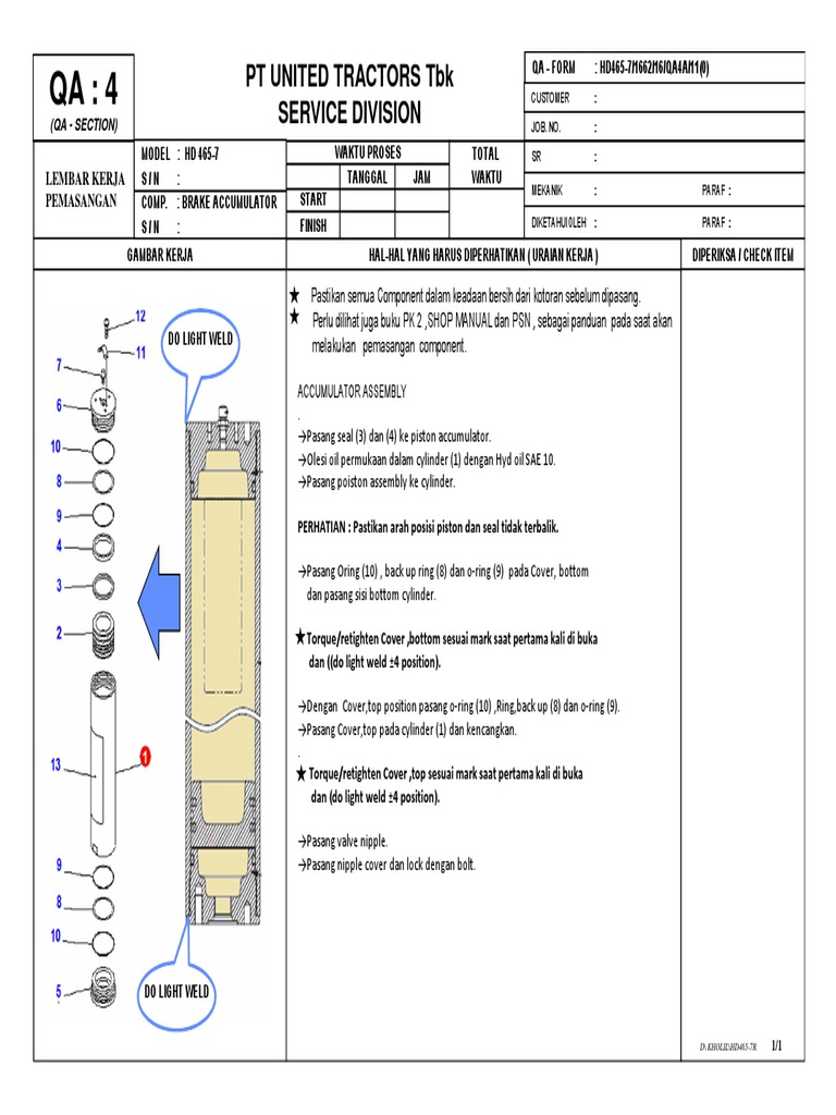 Qa4 HD465-7 - Brake Accumulator (1662) | PDF