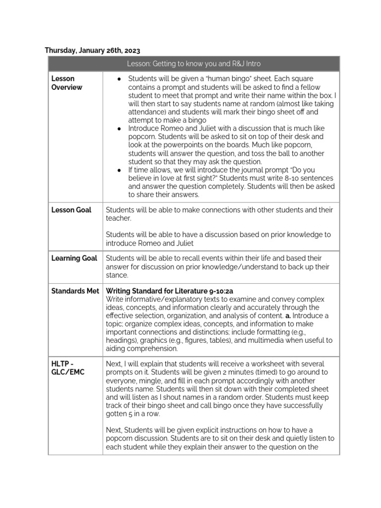 Lesson Plans For Kate 1 25 23 | PDF | Question | Information
