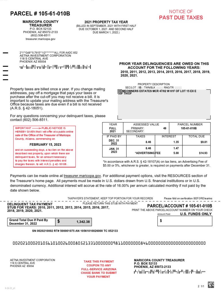 PARCEL # 105-61-010B: Past Due Taxes | PDF | Interest | Taxes