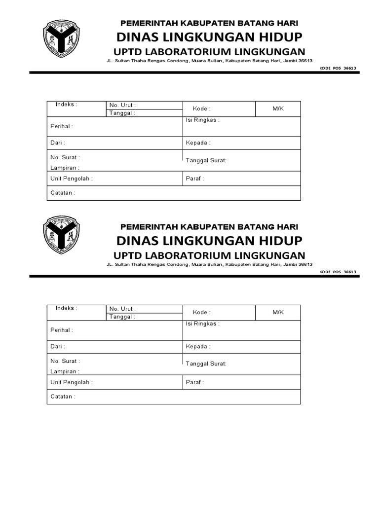 Form Kartu Kendali Dan Lembar Disposisi | PDF