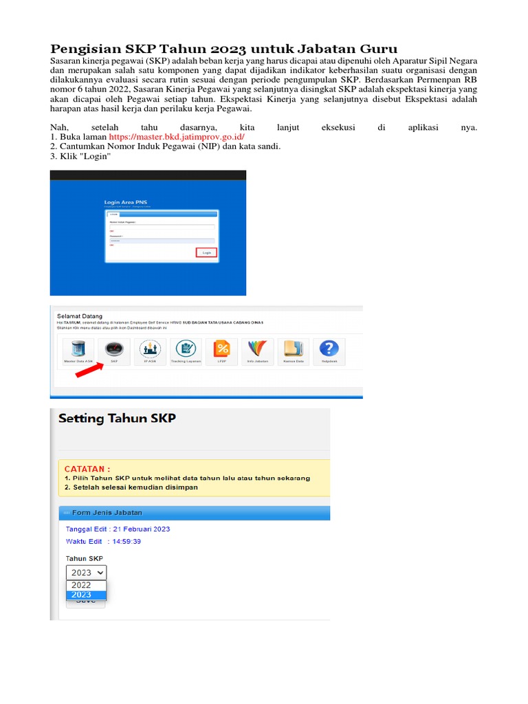 Tutorial Pengisian SKP Tahun 2023 Untuk Jabatan Guru | PDF