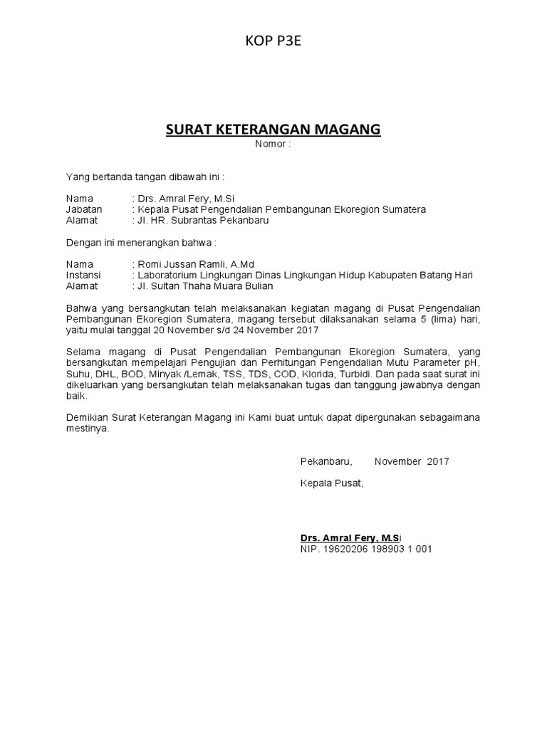 Surat Keterangan Magang | PDF