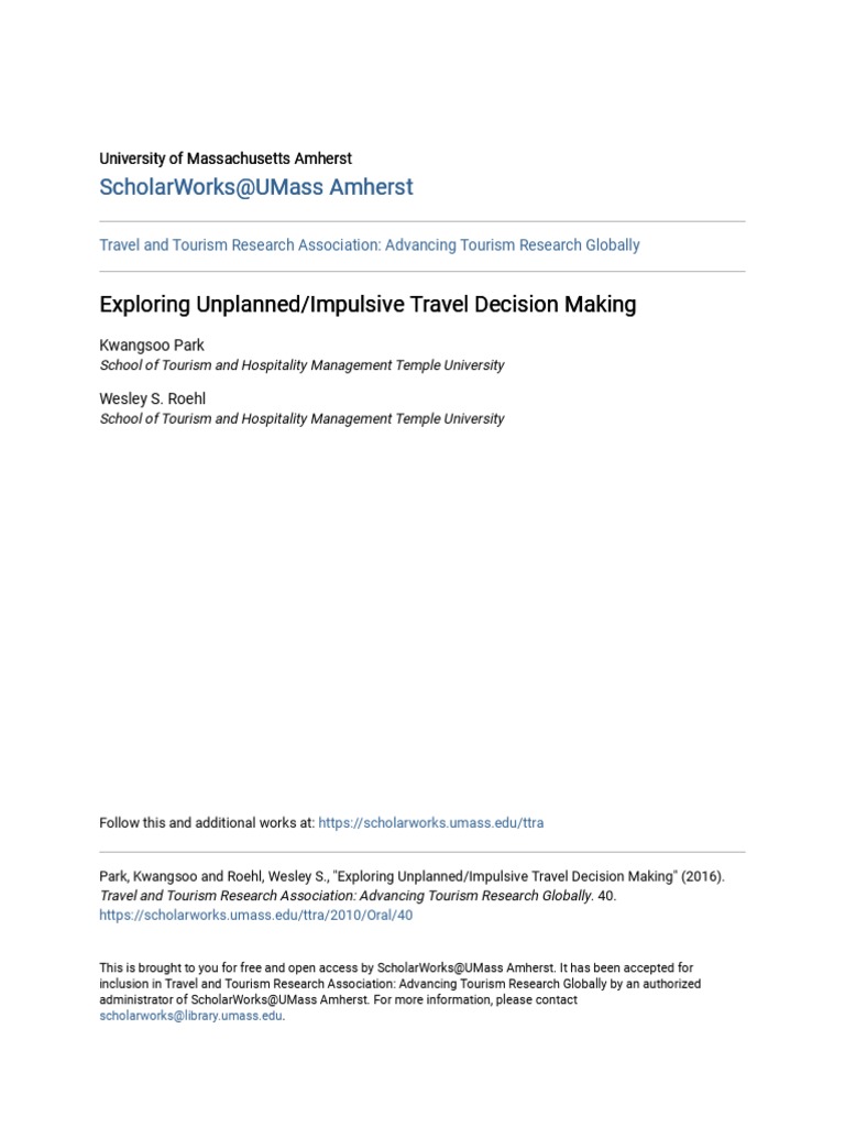 Exploring Unplanned - Impulsive Travel Decision Making | Download Free ...