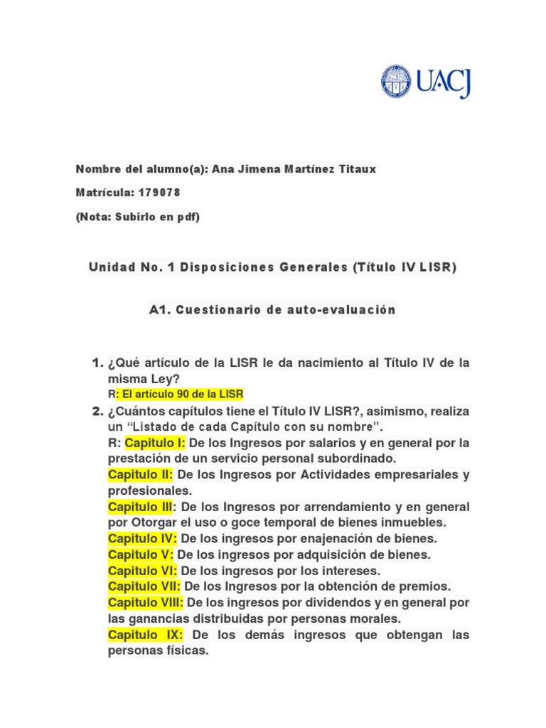 A1. Cuestionario de Autoevaluación 179078 | PDF | Impuesto sobre la ...