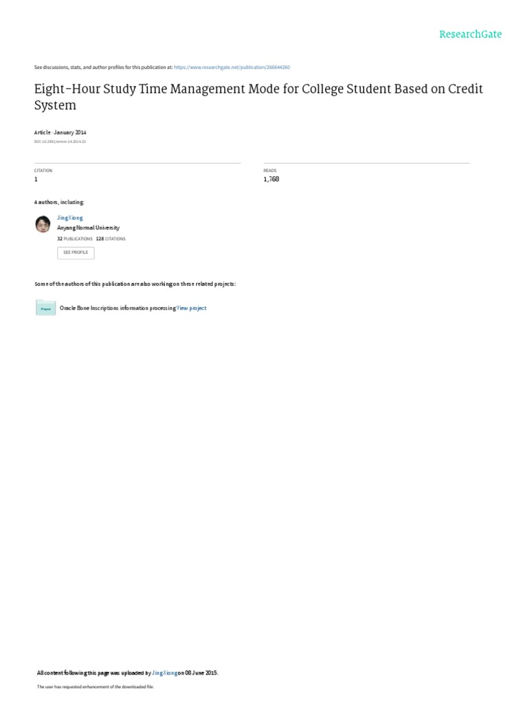 Eight-Hour Study Time Management Mode For College | PDF | Teachers ...
