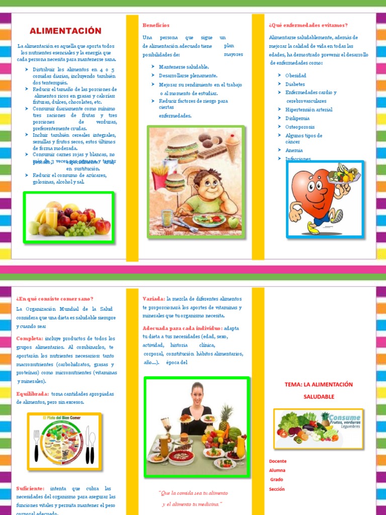 Triptico de Alimentacion Saludable 8 | PDF | Alimentos | Dieta