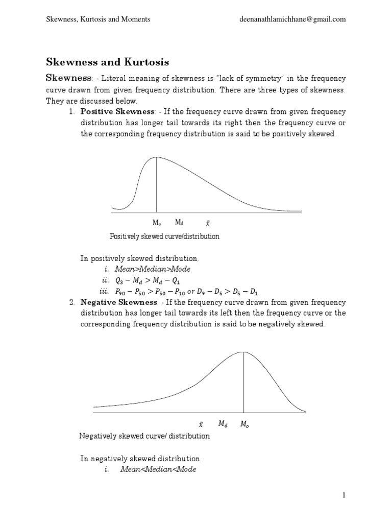 Skewness, Five-Number Summary, Box-And-Whisker Plot and Kurtosis | PDF | Skewness | Statistical ...