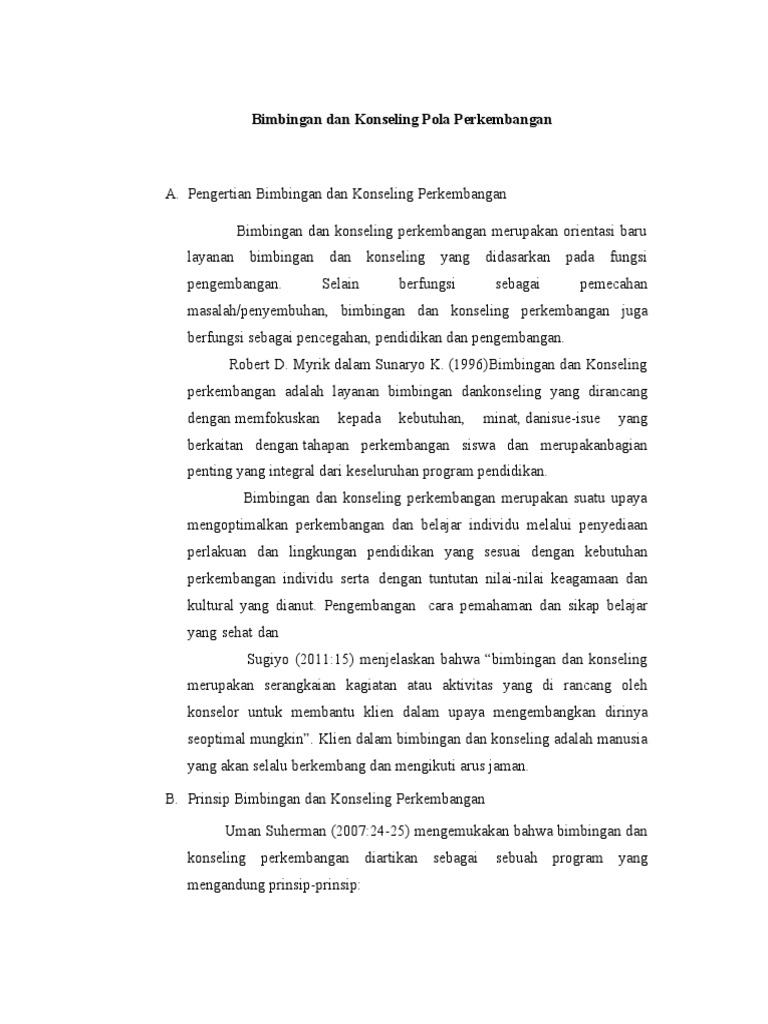 Bimbingan Dan Konseling Pola Perkembangan | PDF | Karier & Perkembangan