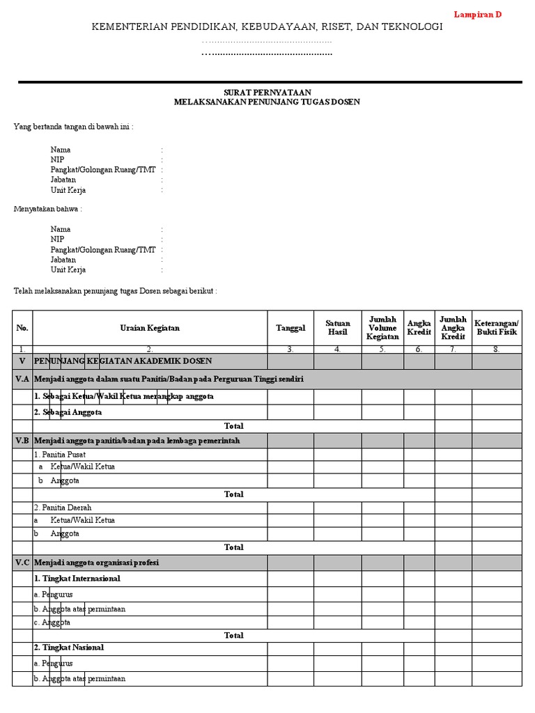 (Dosen) Lampiran D - Penunjang | PDF