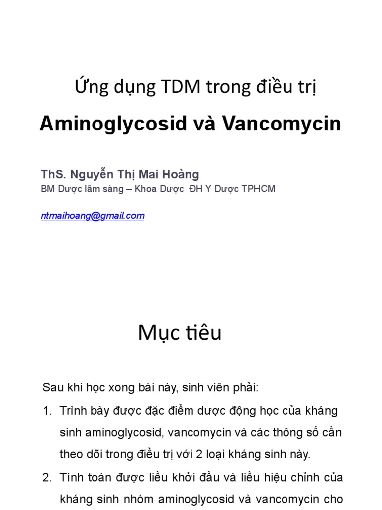 Ứng dụng TDM trong điều trị: Aminoglycosid và Vancomycin | PDF