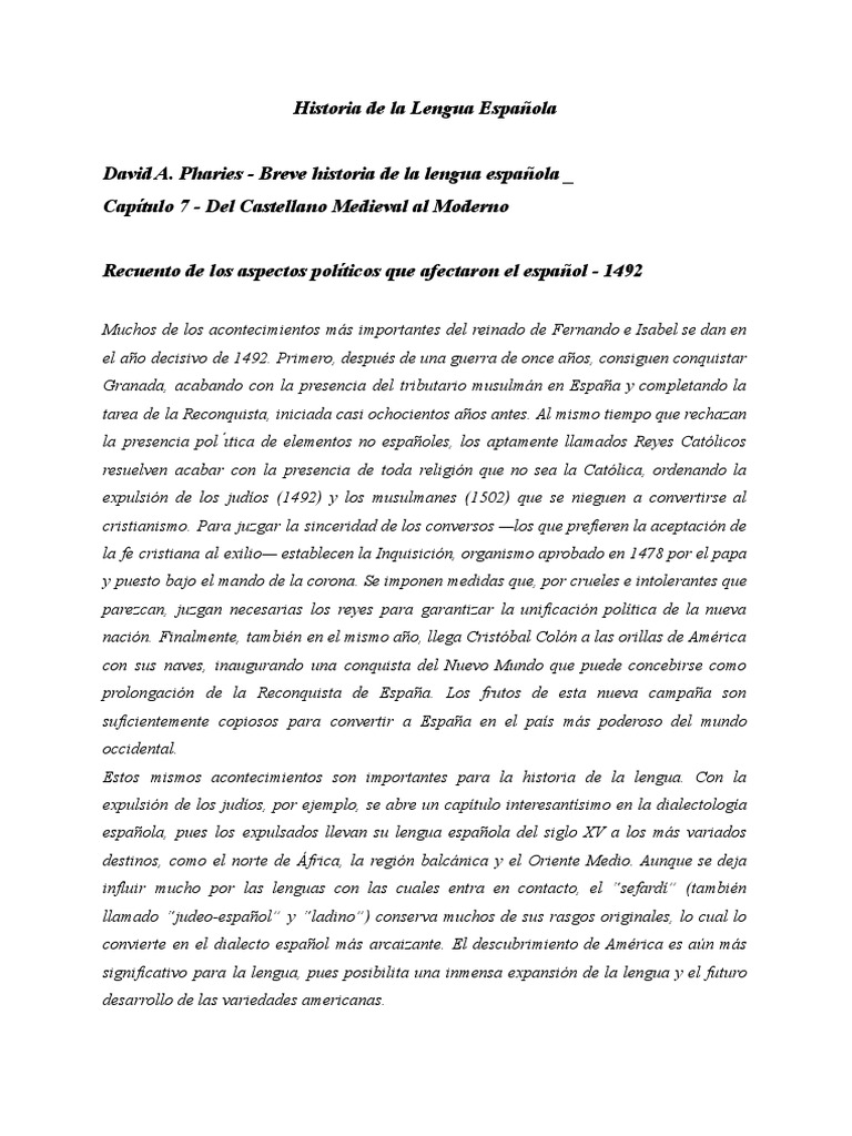 Capítulo 7 - Del Castellano Medieval Al Moderno | PDF | Lengua española ...