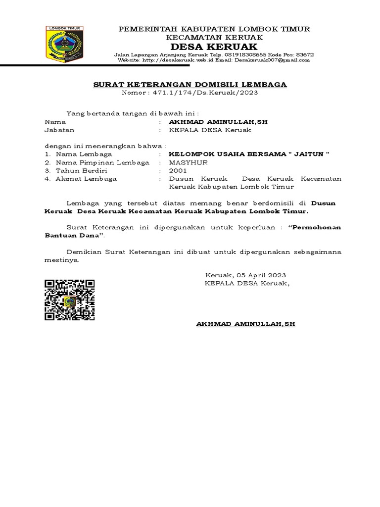 Surat Keterangan Domisili Lembaga 2023-04-05 174 | PDF