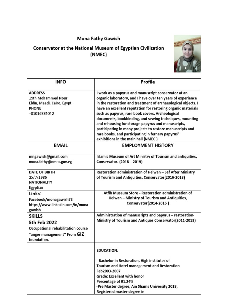 Gawish-Mona CV | PDF | Papyrus | Archaeology